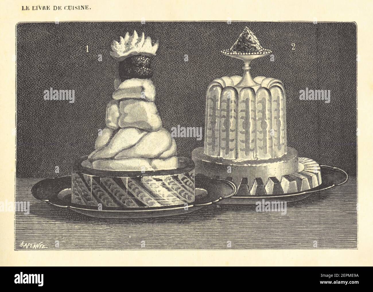 Antica illustrazione delle ricette classiche francesi - Chaudfroid de ...