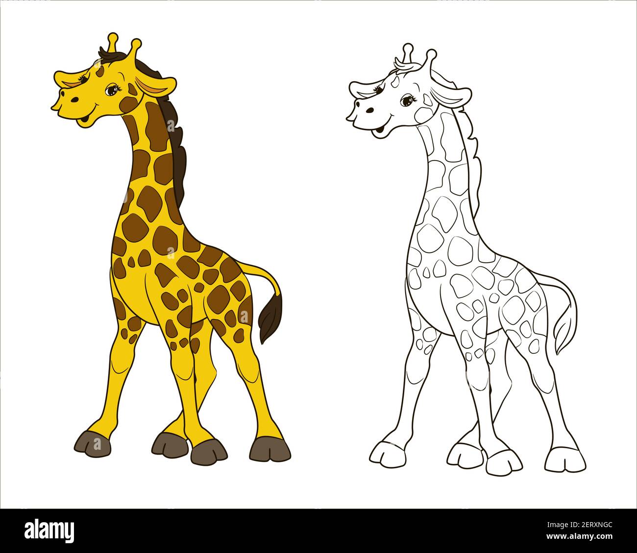 Una giraffa a chiazze a collo lungo. Libro da colorare per bambini in ...