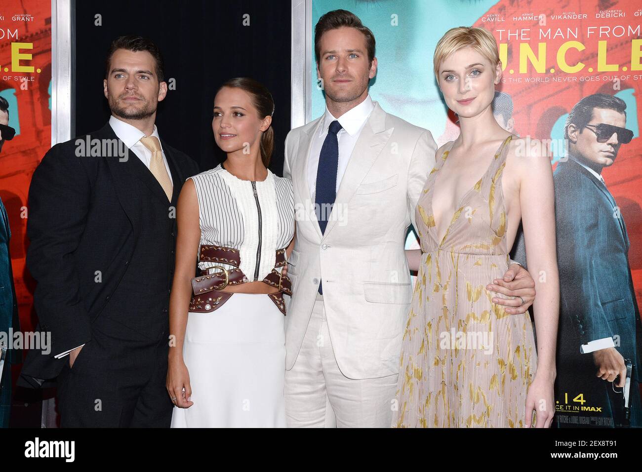 (L-R) l'attore Henry Cavill, Alicia Vikander, Armie Hammer ed Elizabeth Debicki partecipano a 'l ...