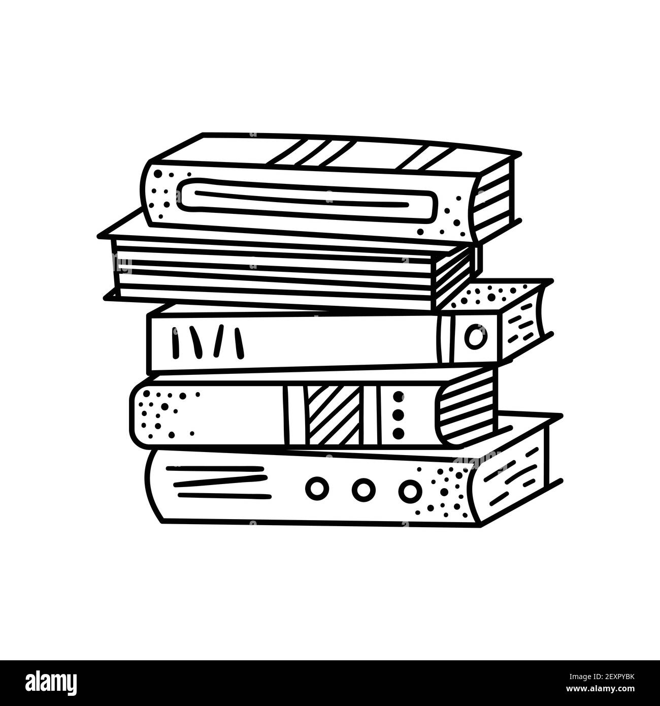 Una pila di libri in stile doodle. Lettura libri, biblioteca, libreria ...