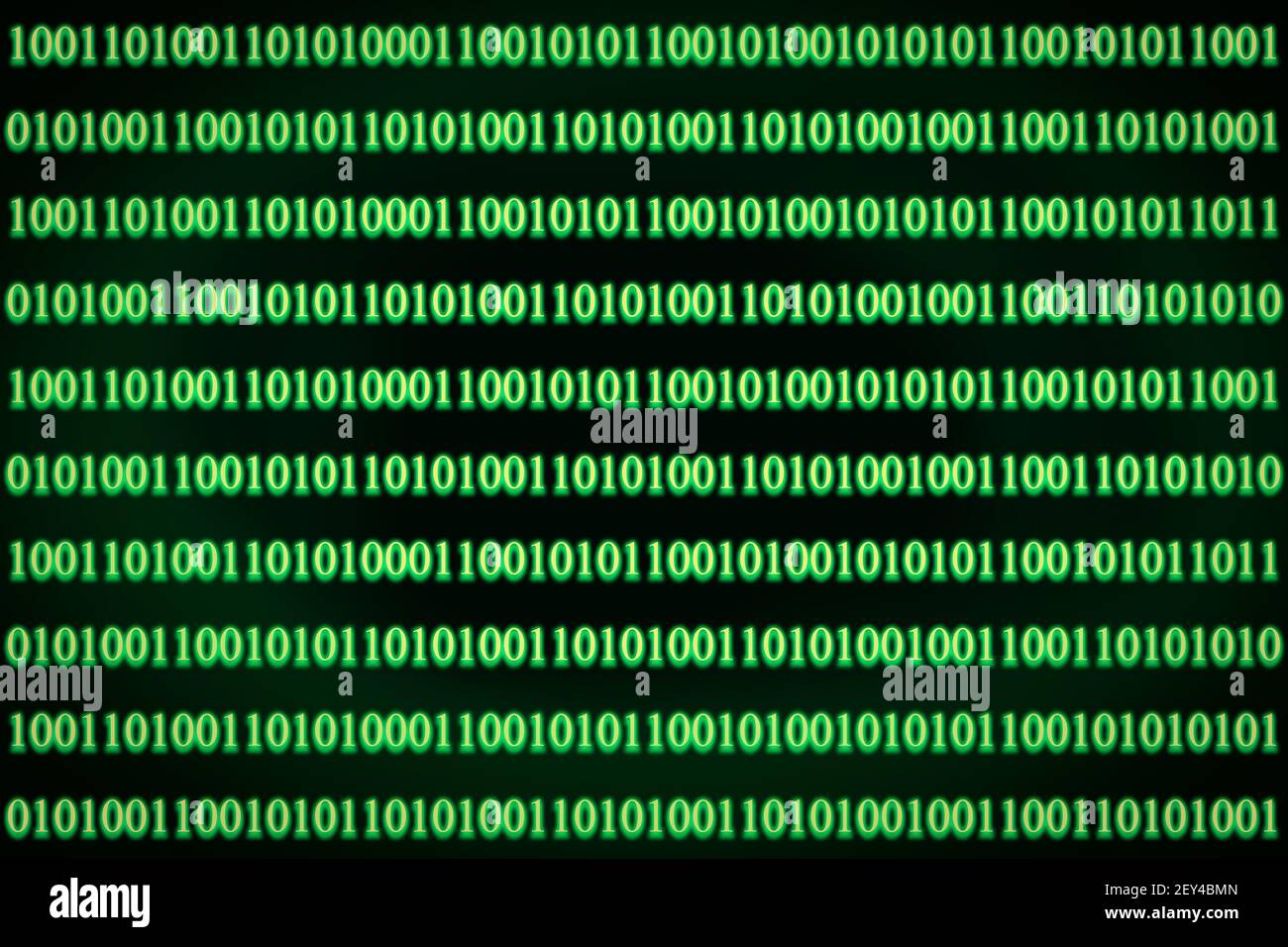 Codice ASCII binario crittografato su sfondo nero. Calcolatore a codice ...