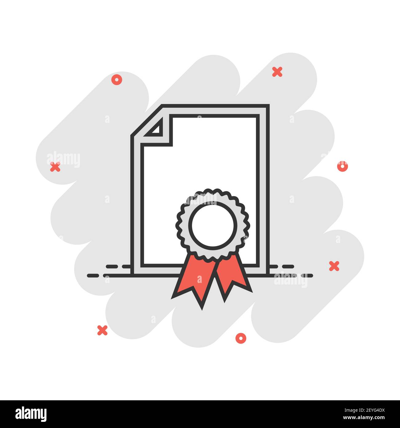 Vettore certificato cartoon icona in stile fumetto. Diploma di ...