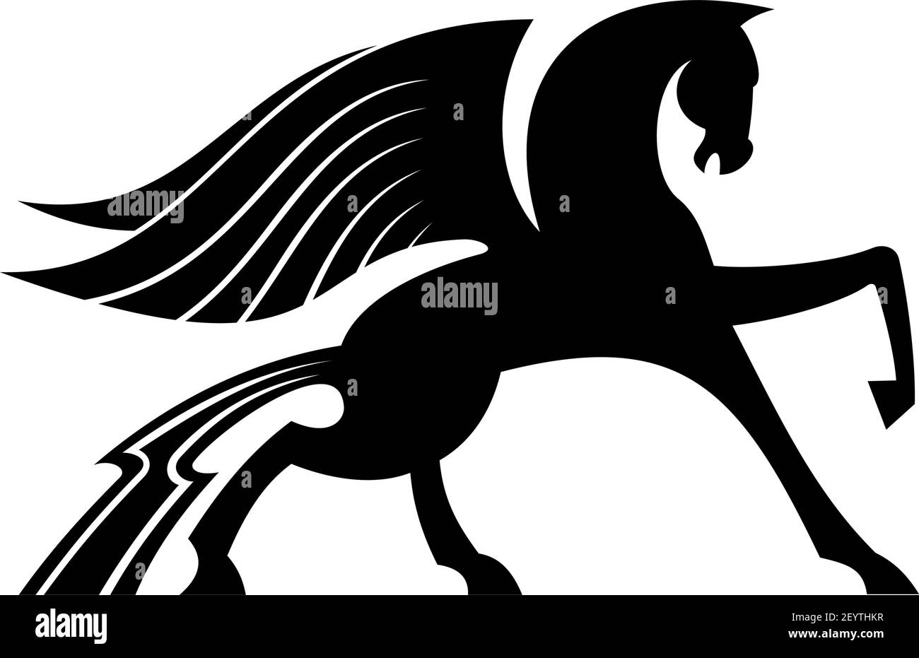 Il mitico pegaso isolato cavallo alato. Vettore animale araldico ...