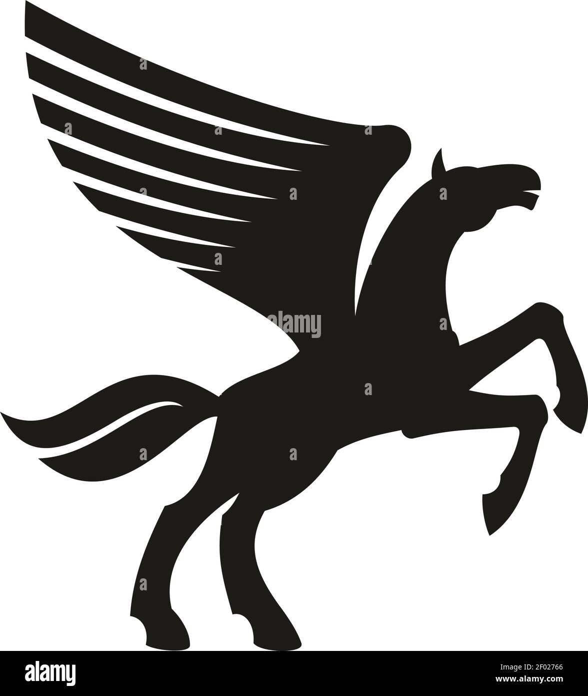 Silhouette cavallo alato silhouette pegasus isolata. Vettore unicorno ...