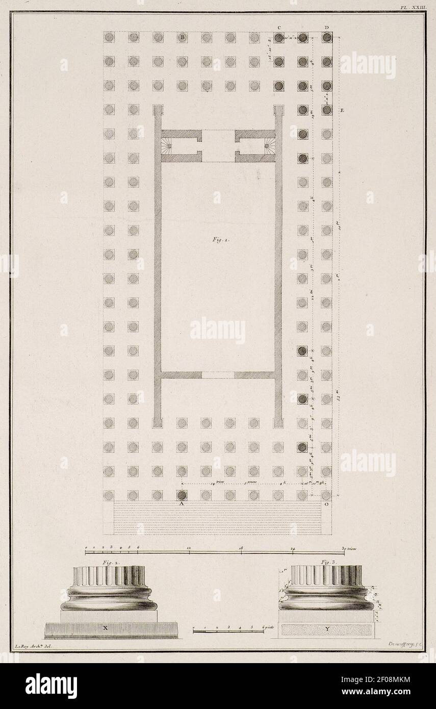 Pianta del Tempio di Zeus Olimpio, Atene elevazione della base delle ...