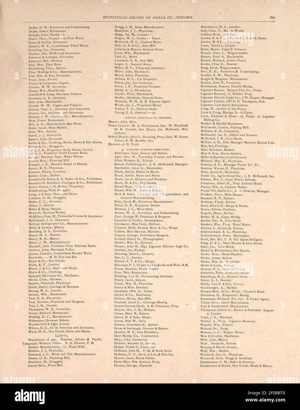Libro Plat e registrazione statistica di Noble County, Indiana ...