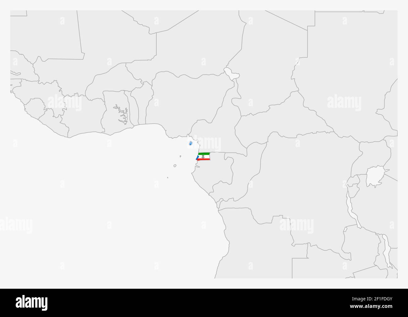 Mappa della Guinea equatoriale evidenziata in colori della bandiera ...