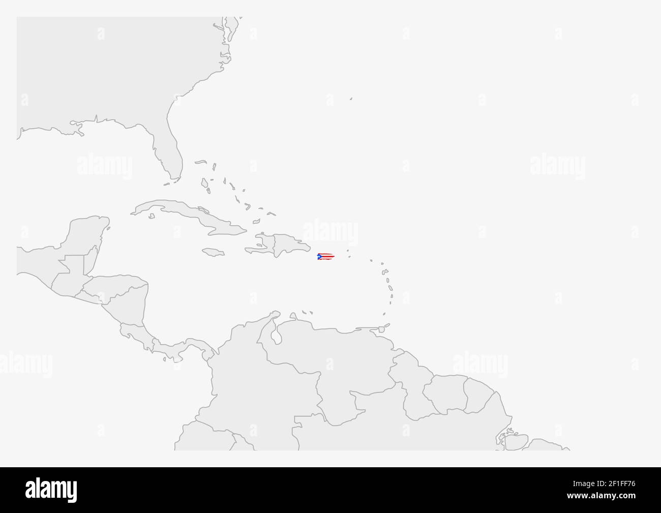 Mappa di Porto Rico evidenziata in colori della bandiera di Porto Rico ...