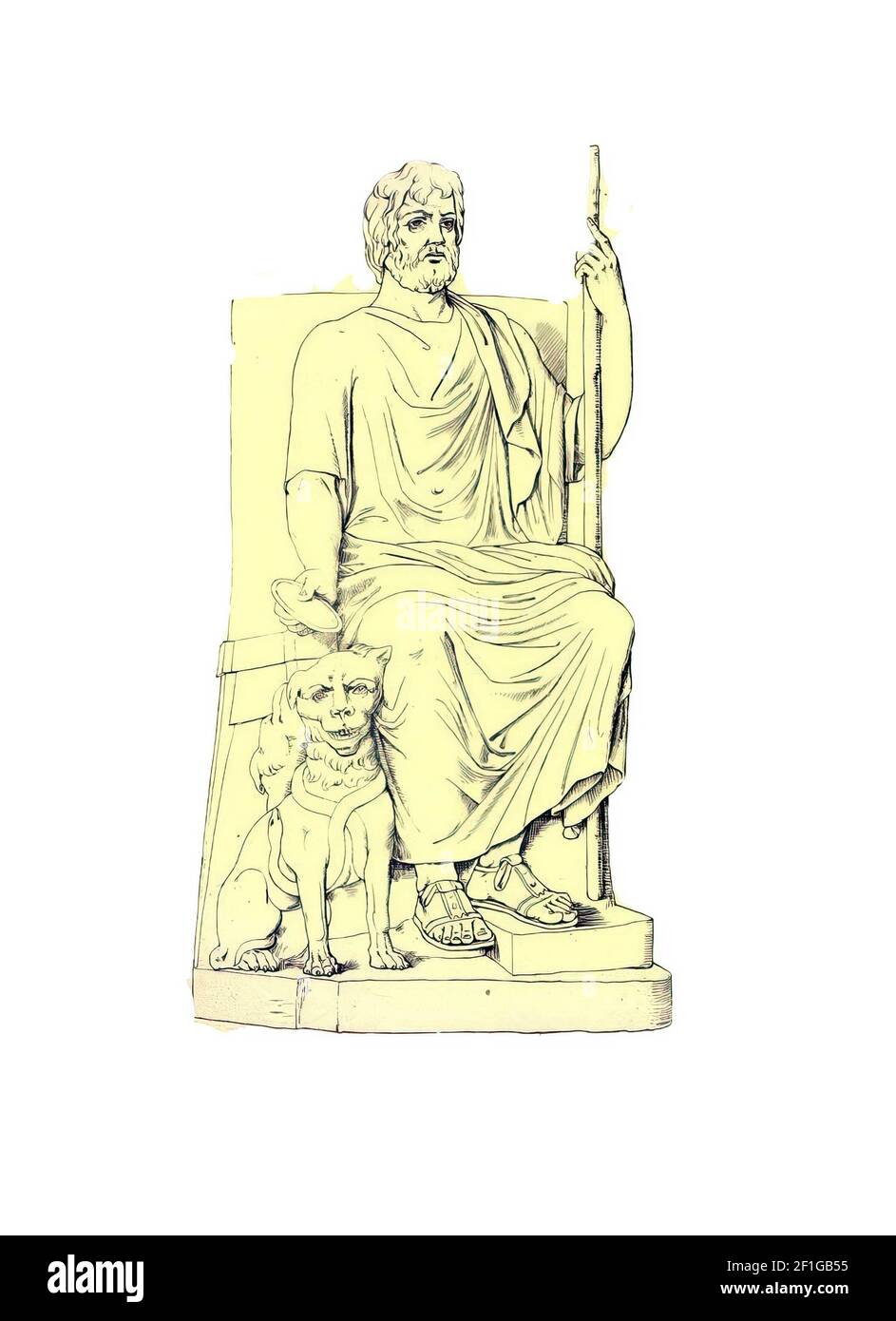 Un'illustrazione di Ade sul trono con Cerbero isolato su sfondo bianco ...