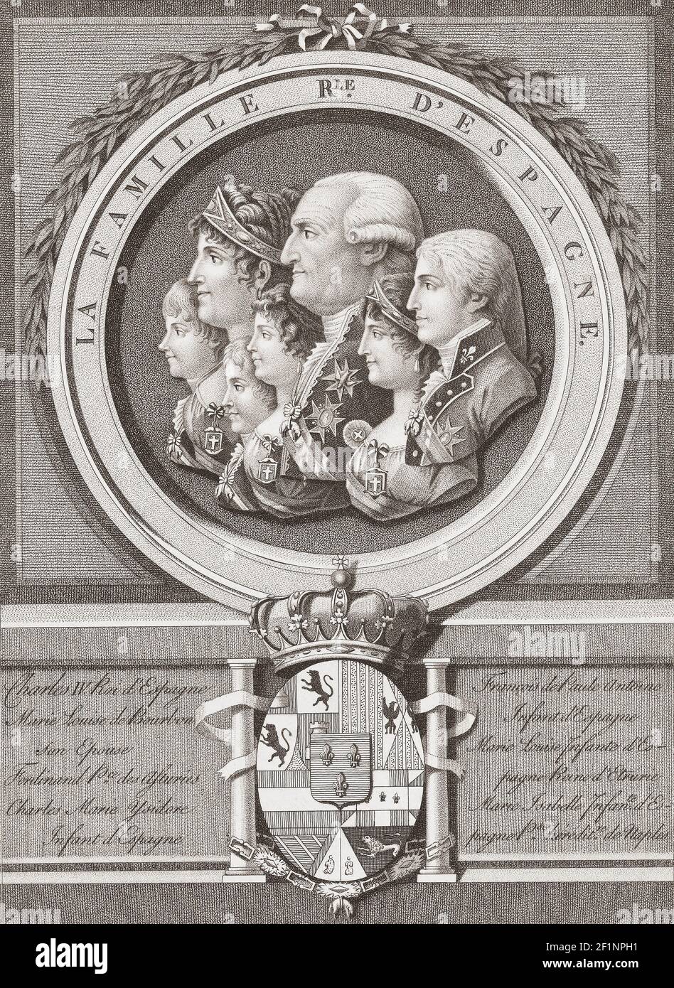 Carlo IV, re di Spagna, con la moglie Maria Luisa di Parma e i loro ...