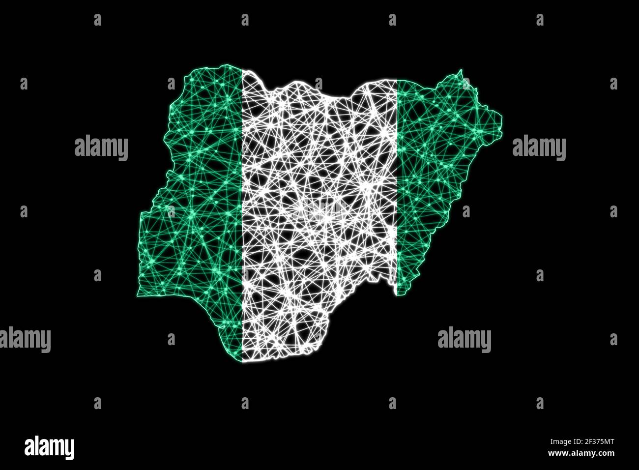 Mappa della Nigeria, mappa della linea di mesh poligonale, mappa della ...