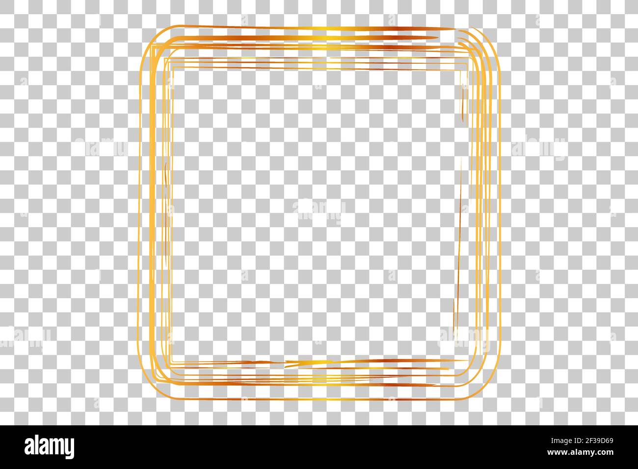 Disegno a mano cornice quadrata di schizzo da più segni dorati per il ...