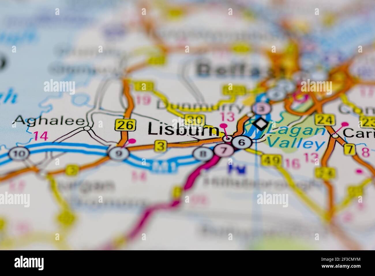 Lisburn mostrato su una mappa geografica o su una mappa stradale Foto ...