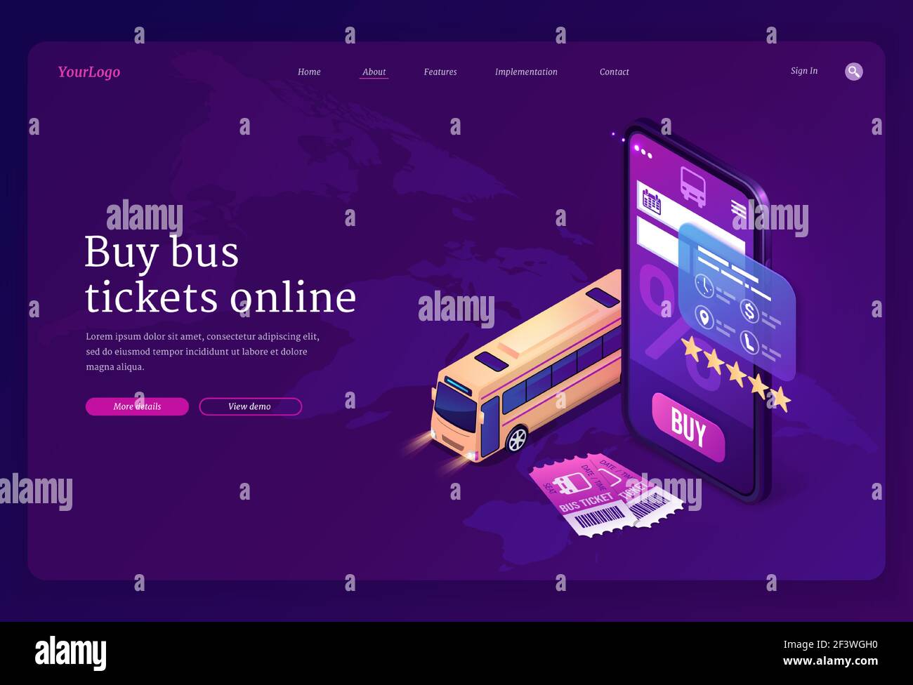 Biglietti dell'autobus turistico Immagini Vettoriali Stock - Alamy