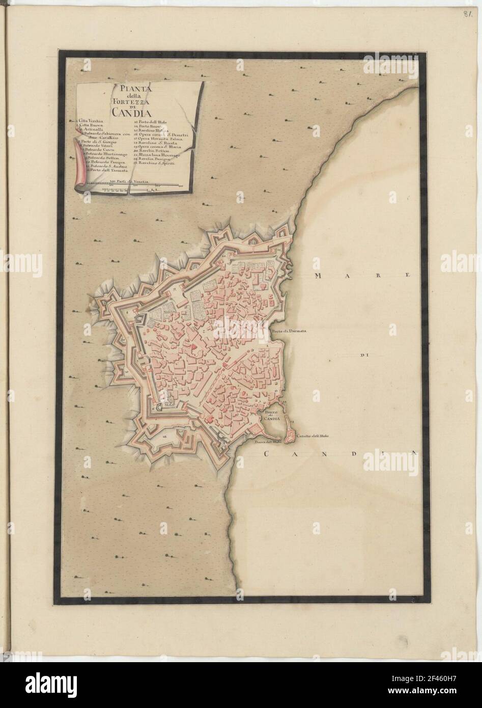 Pianta della Fortezza di Candia Foto stock - Alamy
