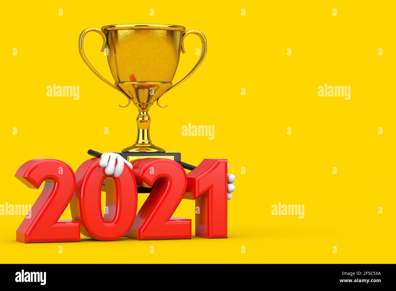 Vincitore del Golden Award Trophy Mascot personaggio persona con il ...