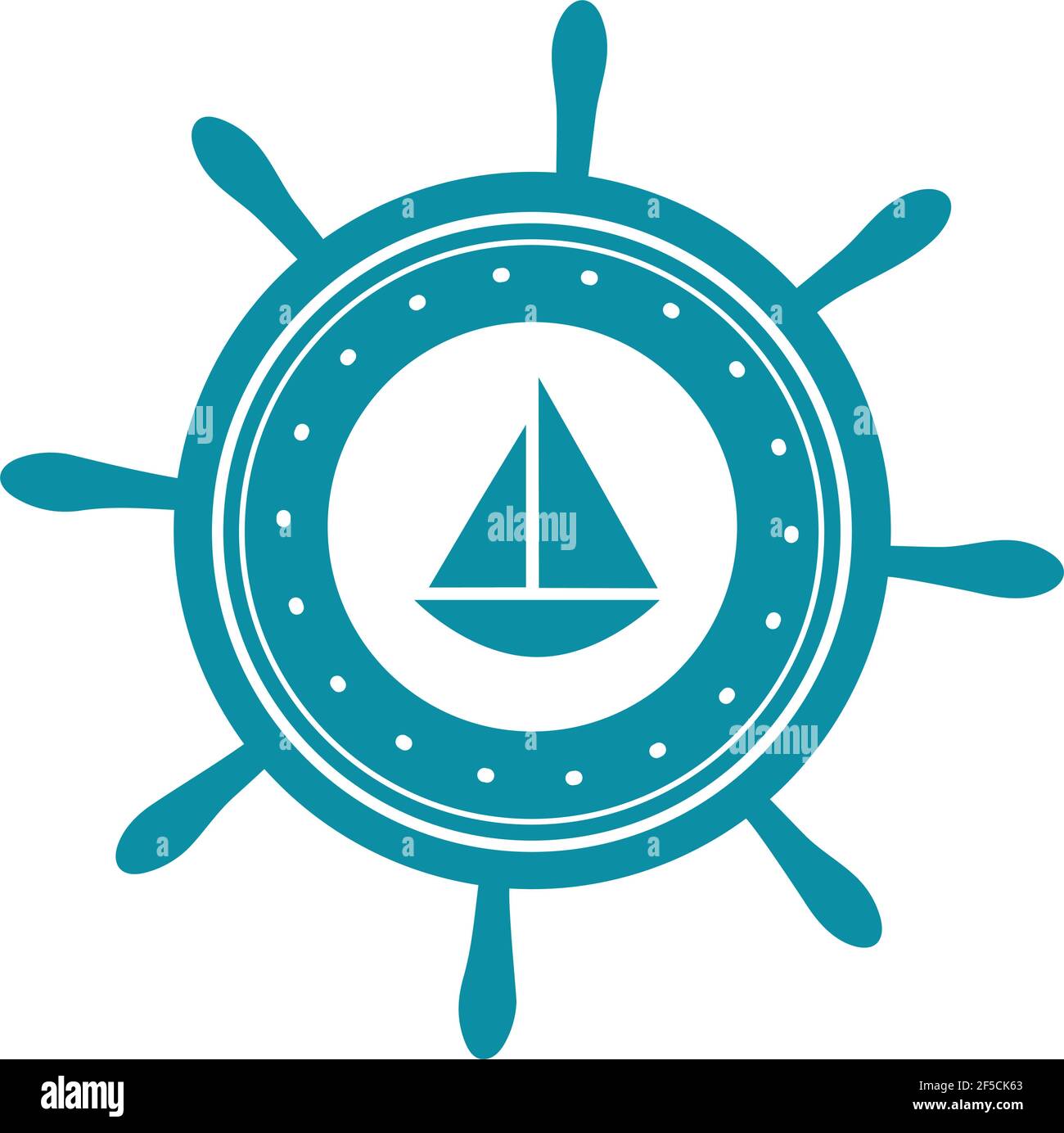 Icona di disegno di barca e timone marittimo modello di logo Symbol ...