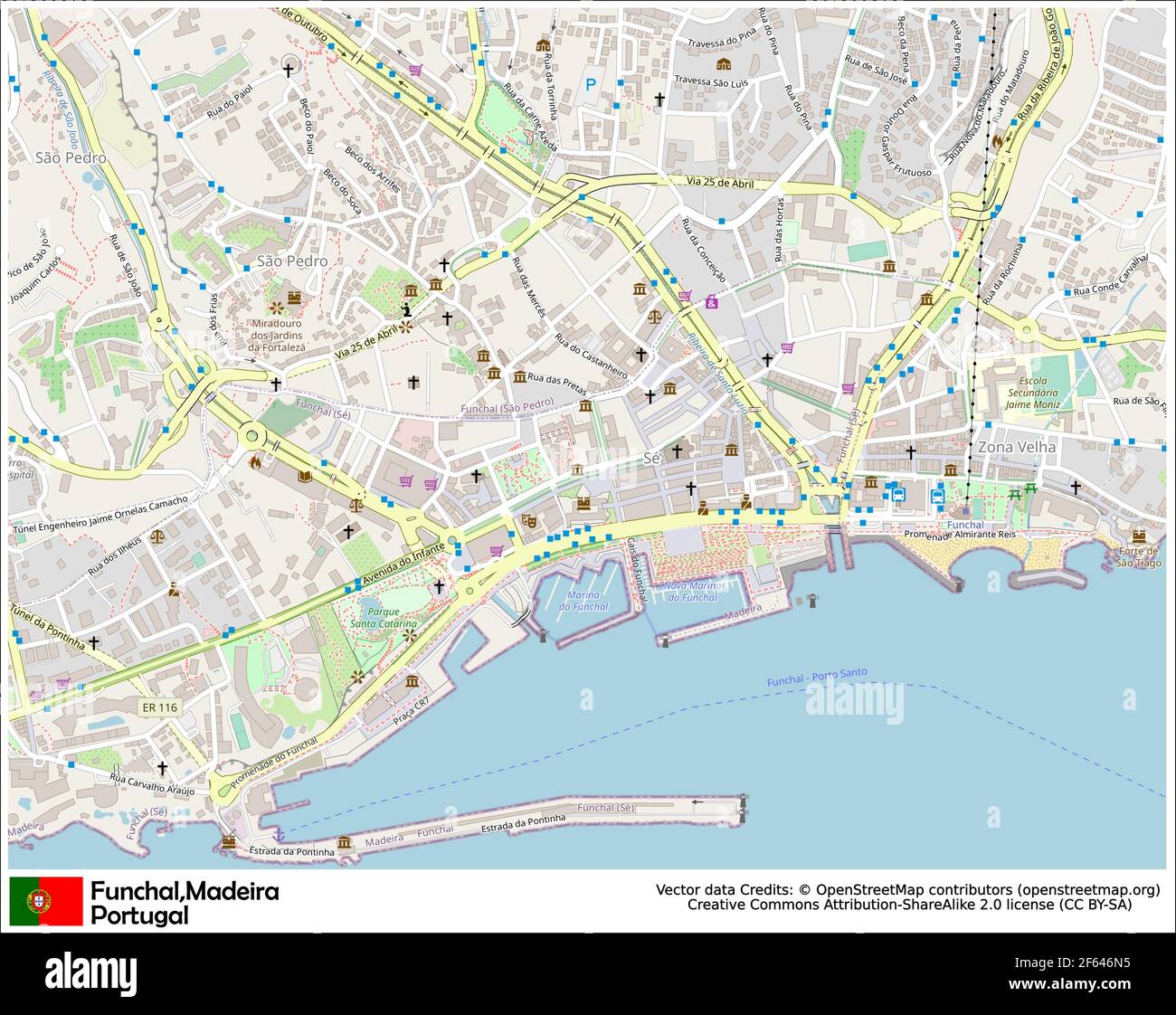 Mappa Vettoriale Funchal Immagini Vettoriali Stock - Alamy