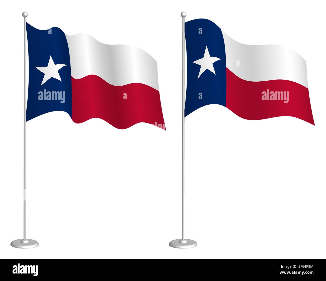 Bandiera dello stato americano del Texas su flagpole che ondono nel ...