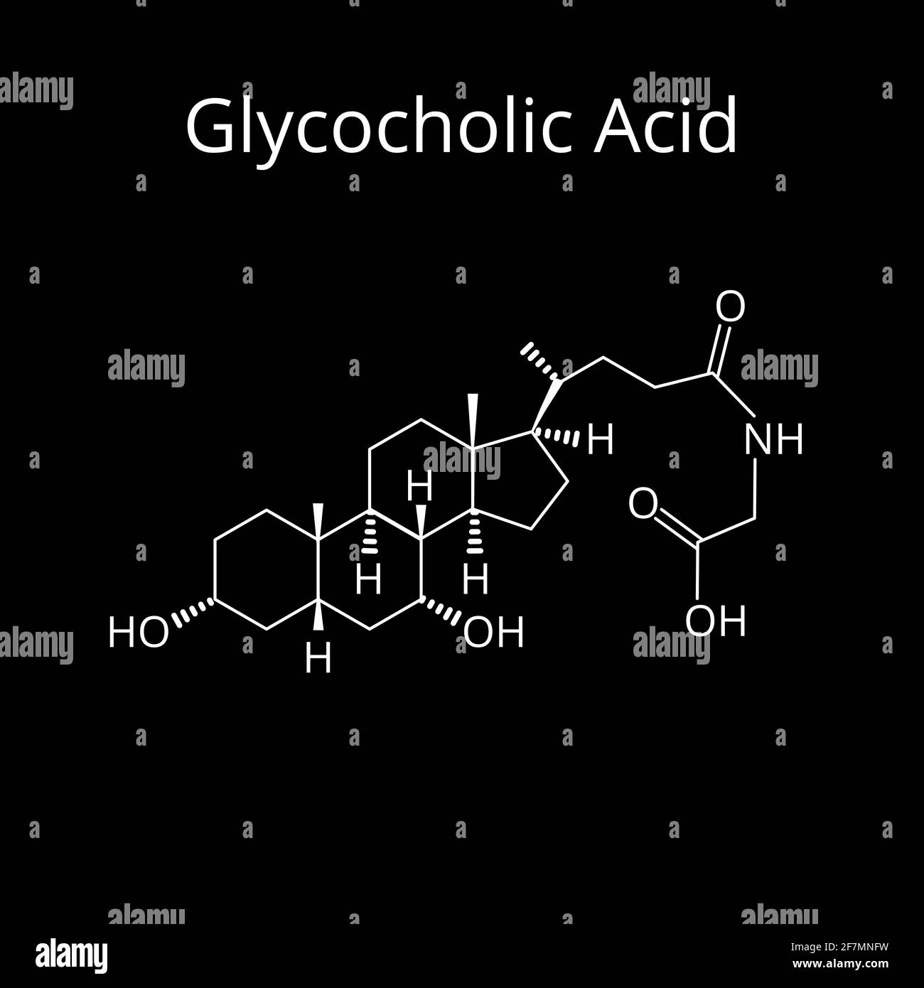 Acido glicocolico. Acido biliare. Formula chimica molecolare acido ...