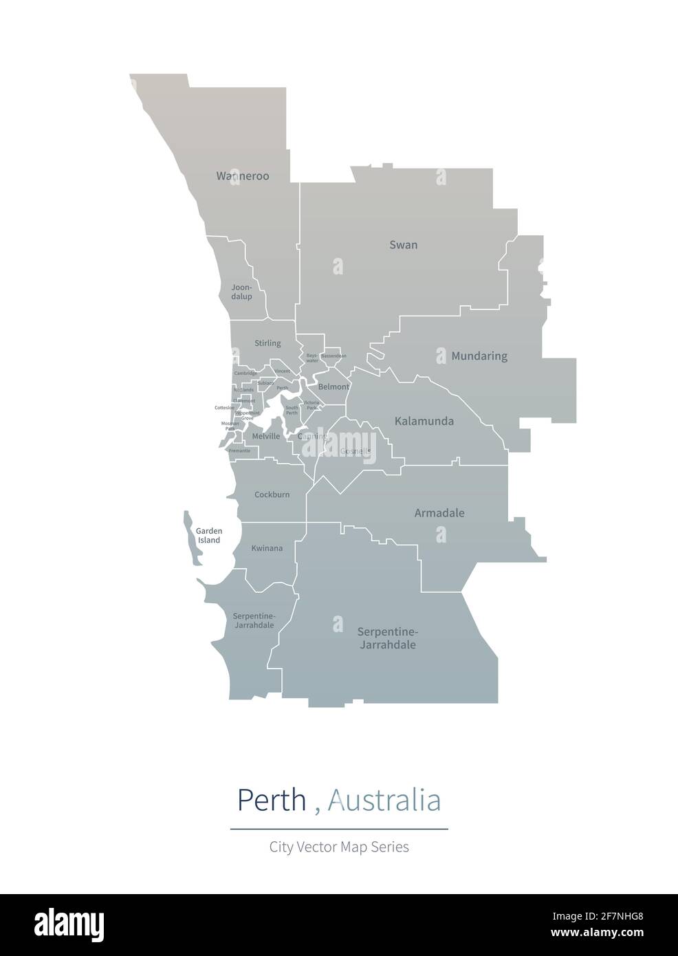 Mappa di Perth. Mappa vettoriale della città principale in australia ...