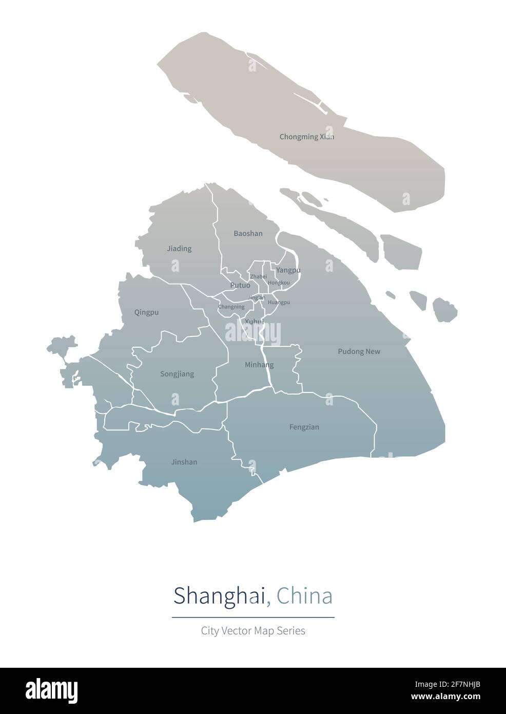 Mappa di Shanghai. Mappa vettoriale delle principali città della Cina ...