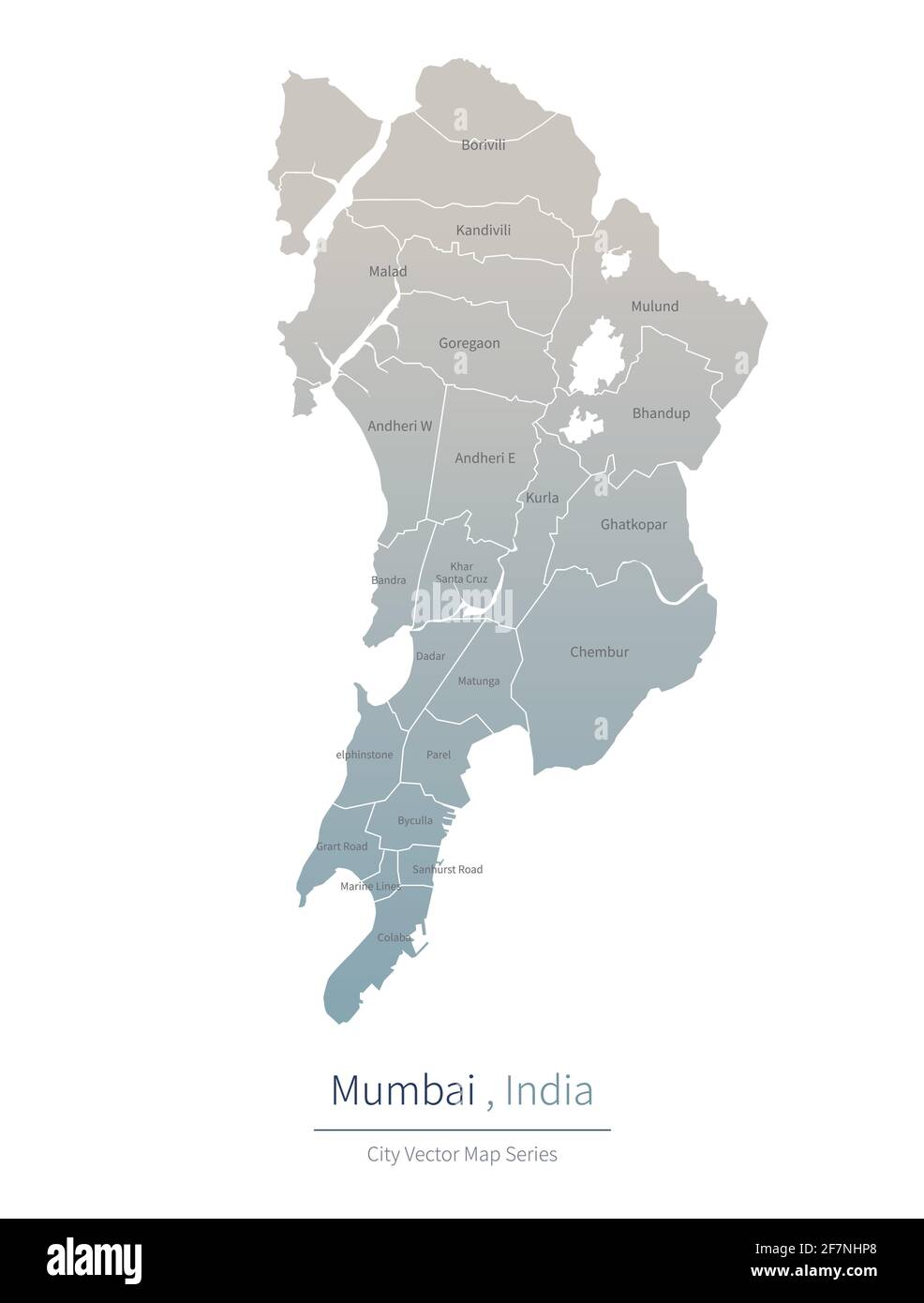 Mappa di Mumbai. Mappa vettoriale della città principale in india ...
