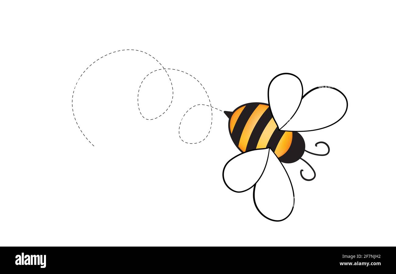 Set di mascotte d'ape cartoon. Una piccola api che vola su un percorso ...