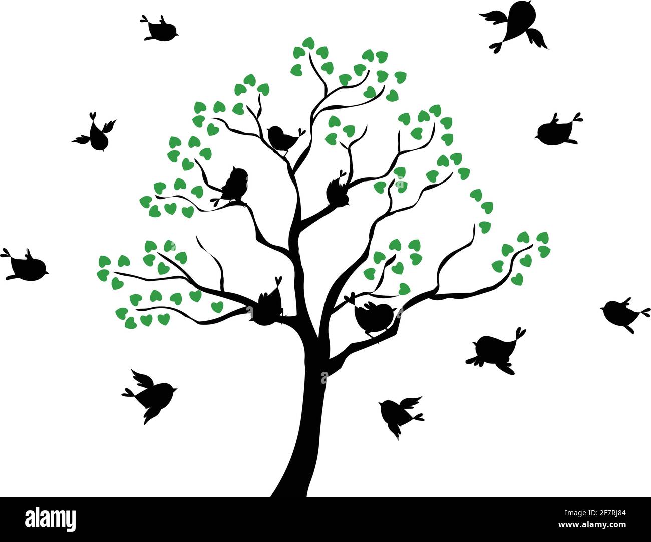 Sagome uccelli sui rami Immagini Vettoriali Stock - Alamy
