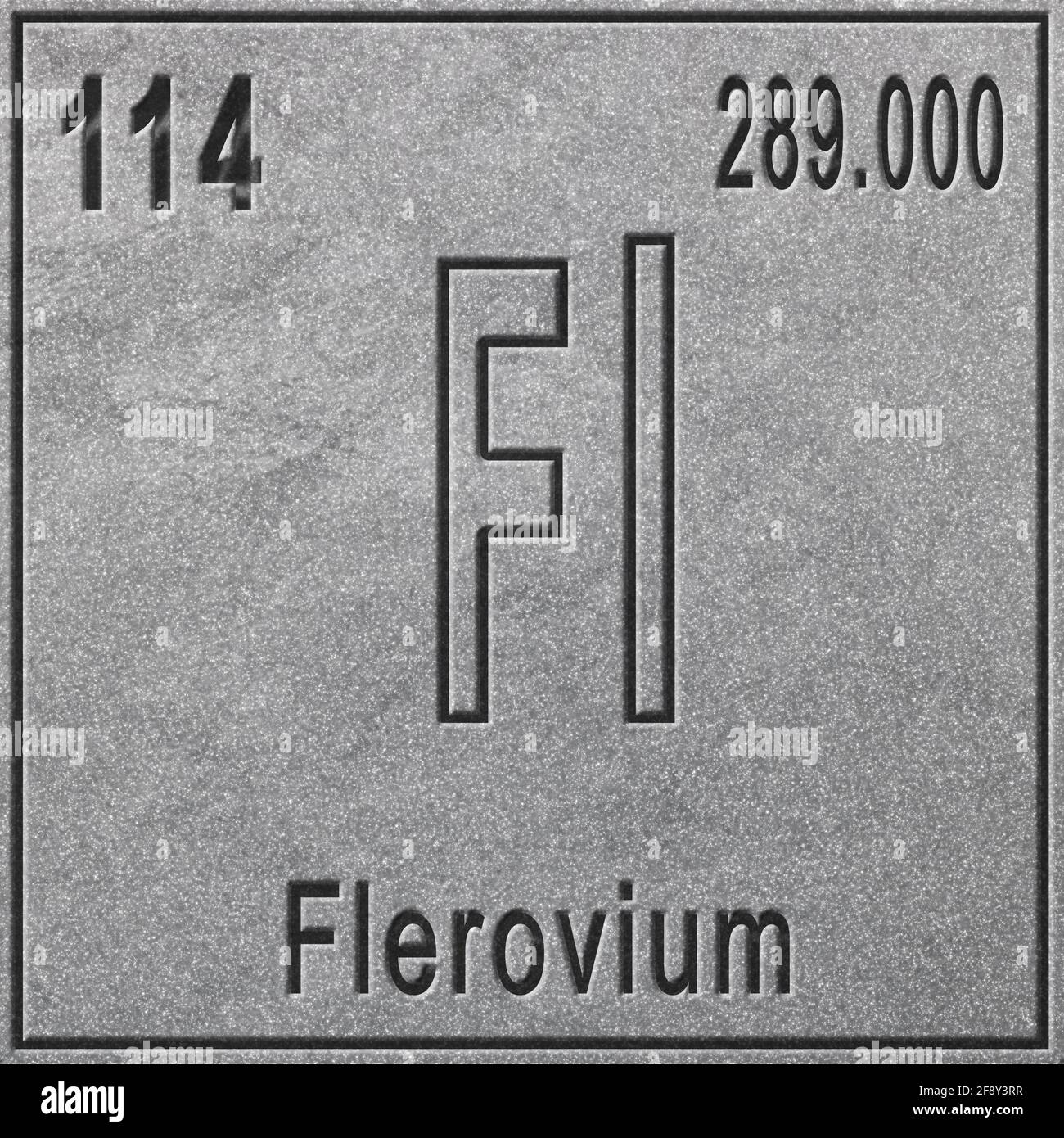 Elemento chimico Flerovio, segno con numero atomico e peso atomico ...