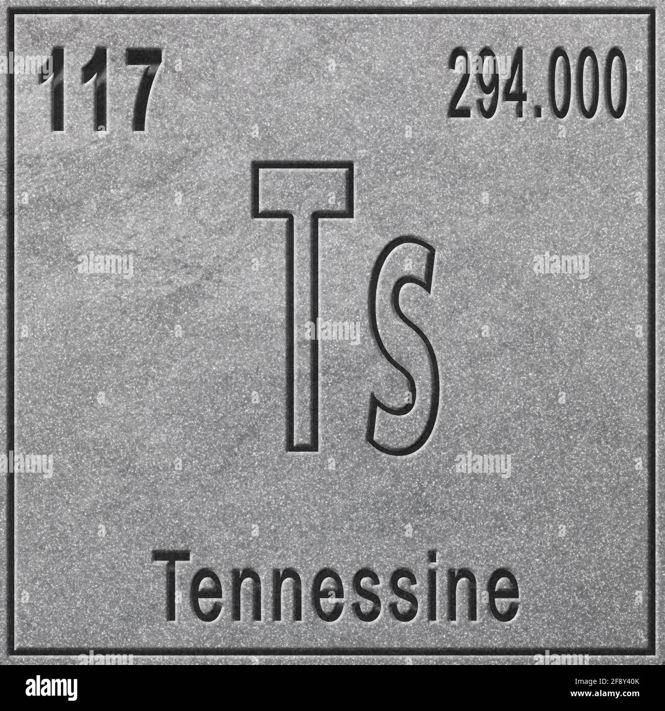 Elemento chimico Tennessine, segno con numero atomico e peso atomico ...