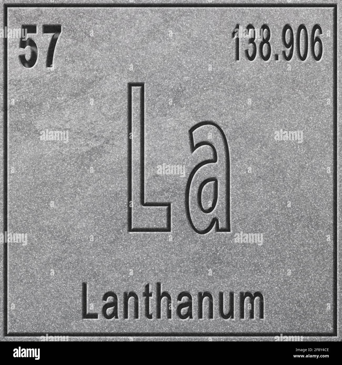 Elemento chimico lantanio, segno con numero atomico e peso atomico ...