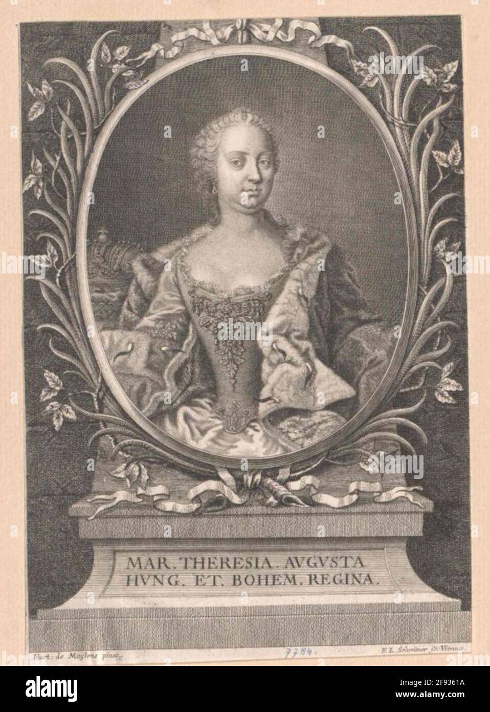 Maria Theresia, imperatrice romano-tedesca incisione in rame di Leopold ...