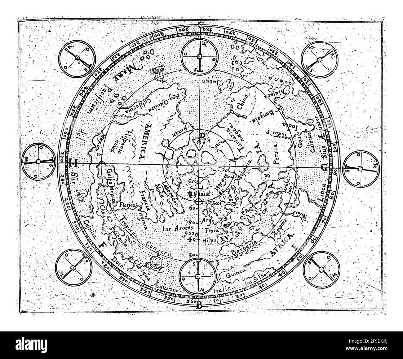 Mappa dell'emisfero settentrionale in proiezione polare. La mappa segue ...