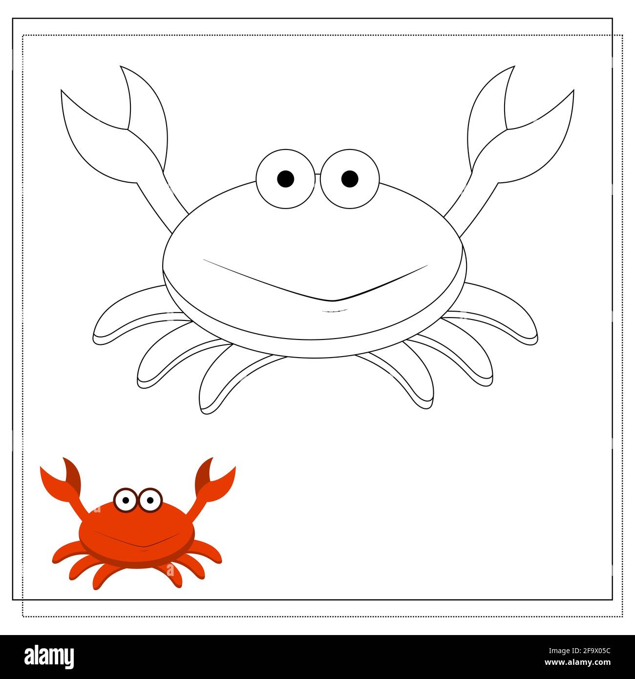 Pagina del libro da colorare, granchio. Versione dello schizzo e del ...