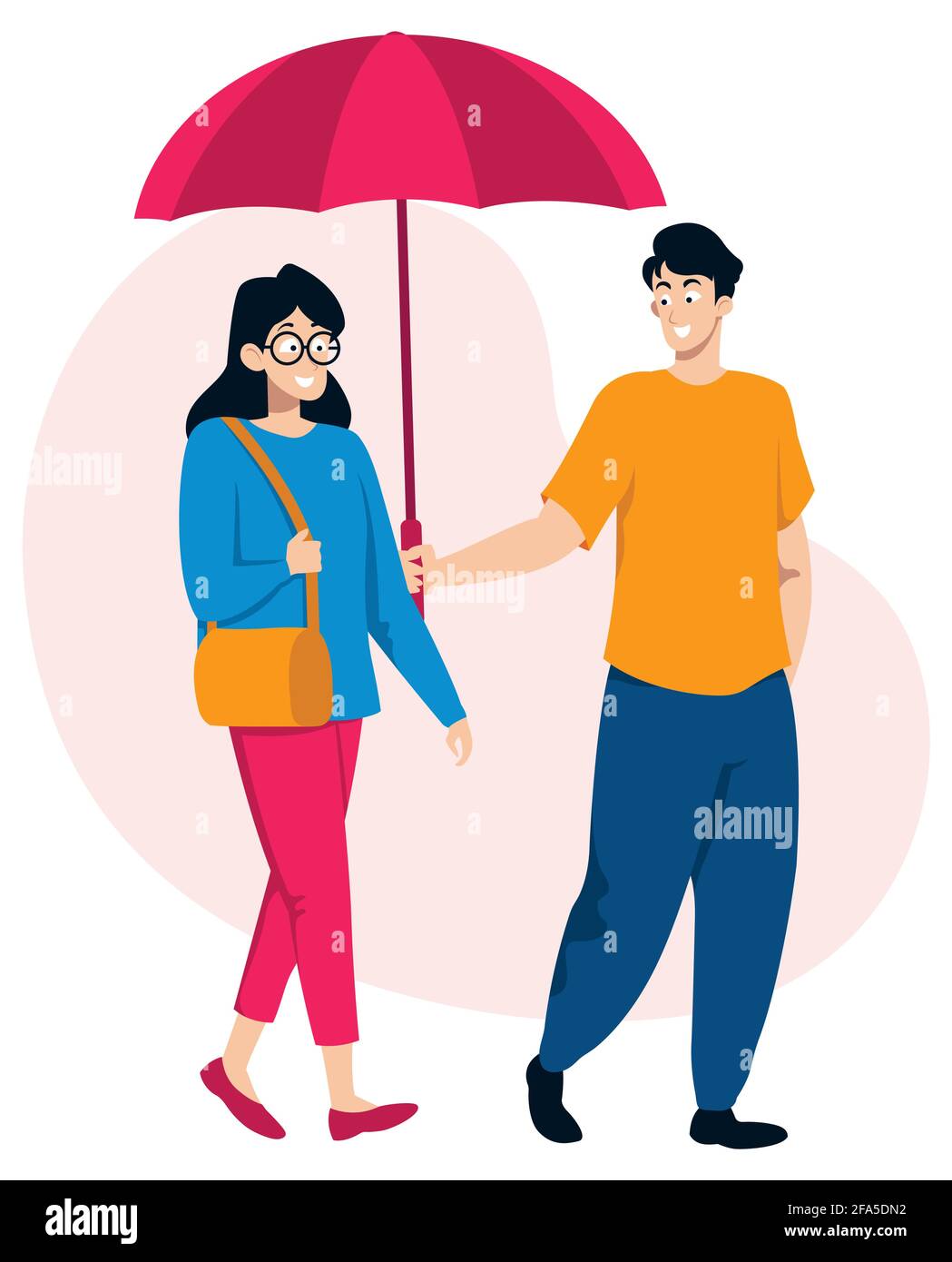 Illustration silhouette girl holding umbrella immagini e fotografie ...