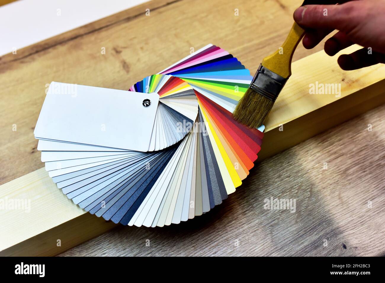 Tavolozza dei colori campioni con pennello. Tavolozza di diversi colori ...