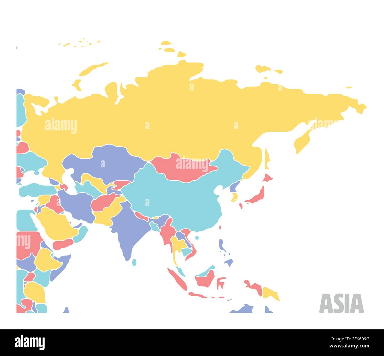 Mapa de asia color continente Immagini Vettoriali Stock - Alamy