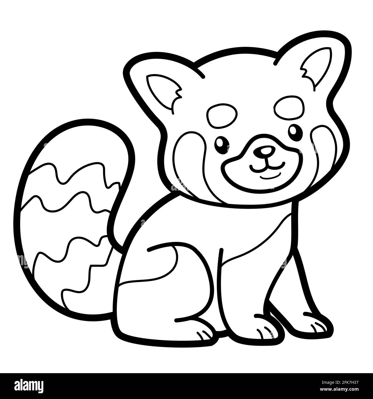 Libro da colorare o pagina per bambini. Illustrazione del panda rosso ...