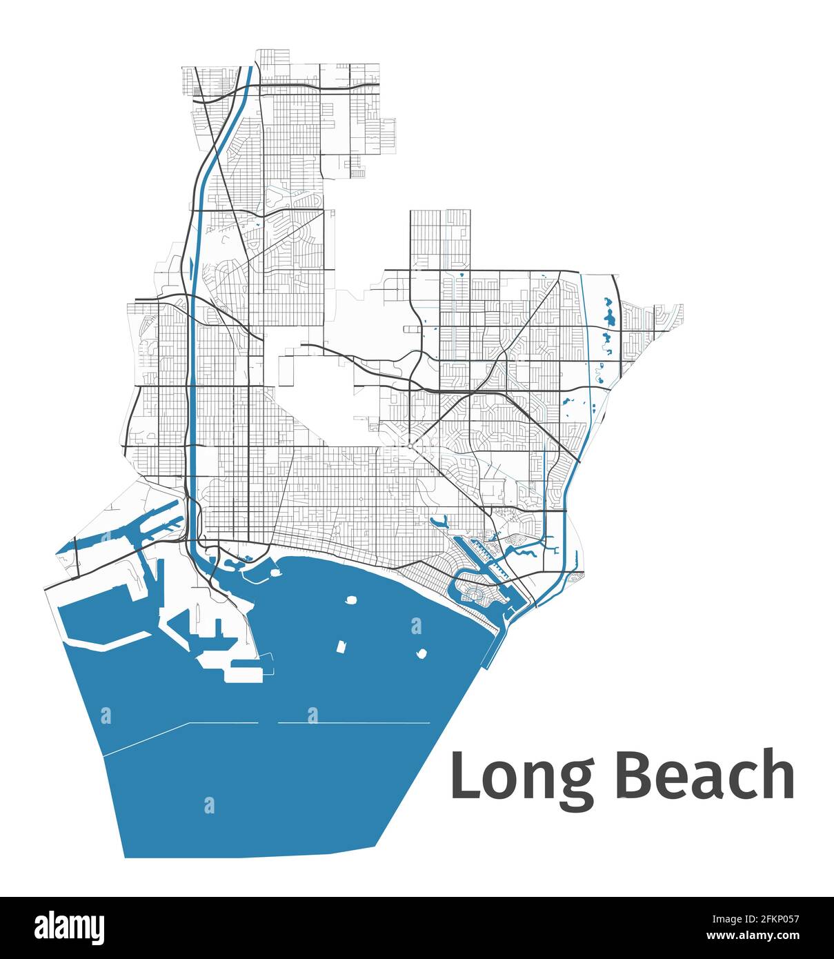 Mappa di Long Beach. Mappa dettagliata dell'area amministrativa della ...