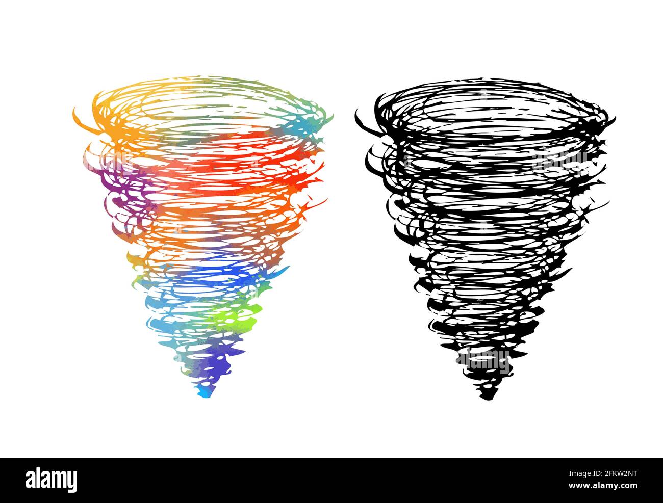 Disegno a vortice con una penna. Un cratere di tornado. Illustrazione ...