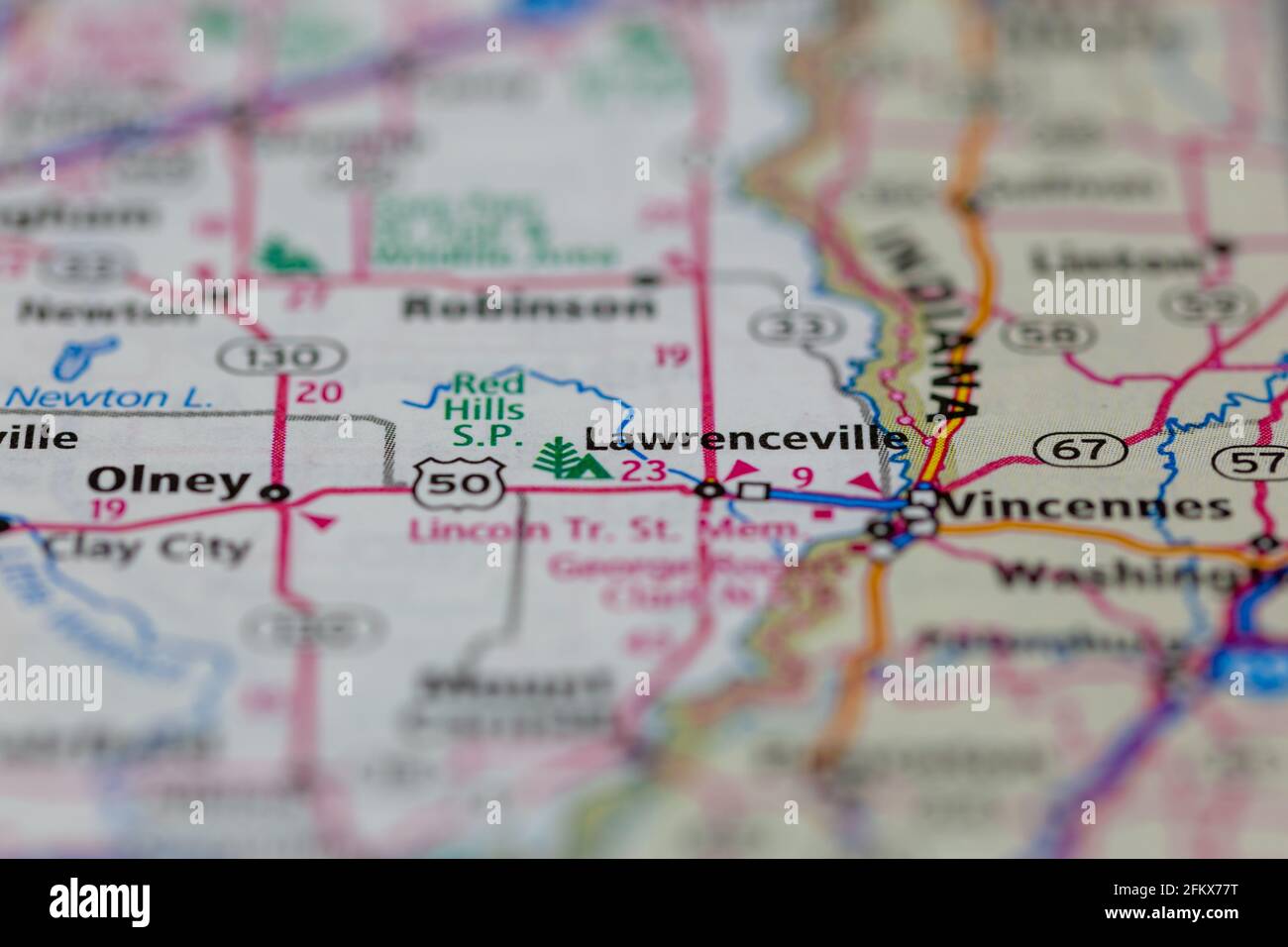 Lawrenceville Illinois mostrato su una mappa geografica o su una mappa ...