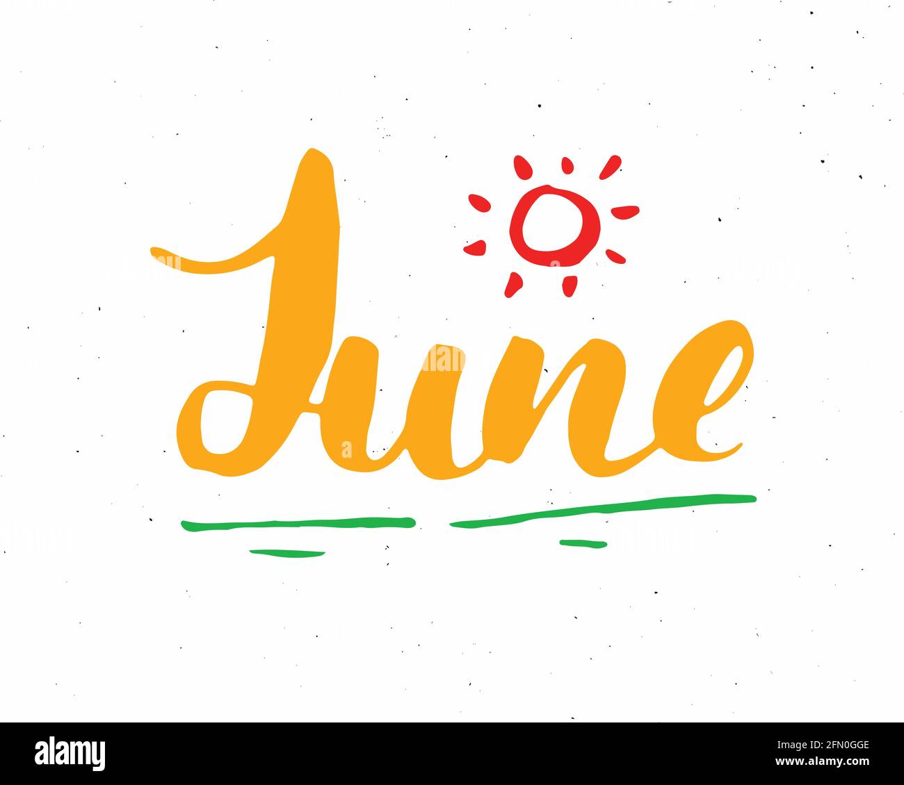 Scritta di giugno scritta a mano, testo calligrafico grunge disegnato a ...