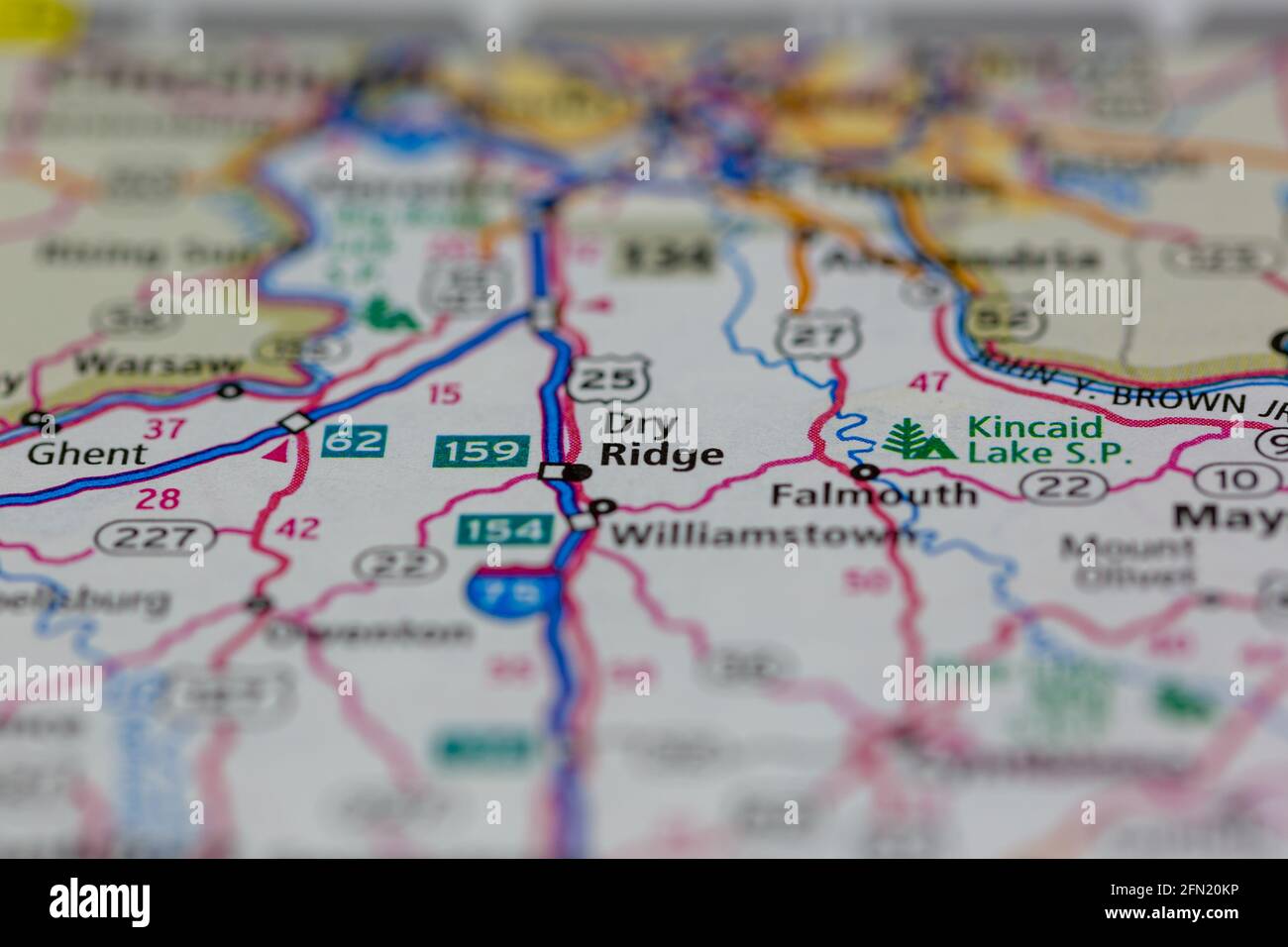 Dry Ridge Kentucky USA visualizzato su una mappa geografica o. mappa ...