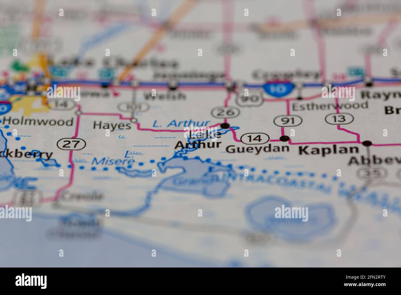 Lago Arthur Louisiana USA mostrato su una mappa geografica o. mappa ...