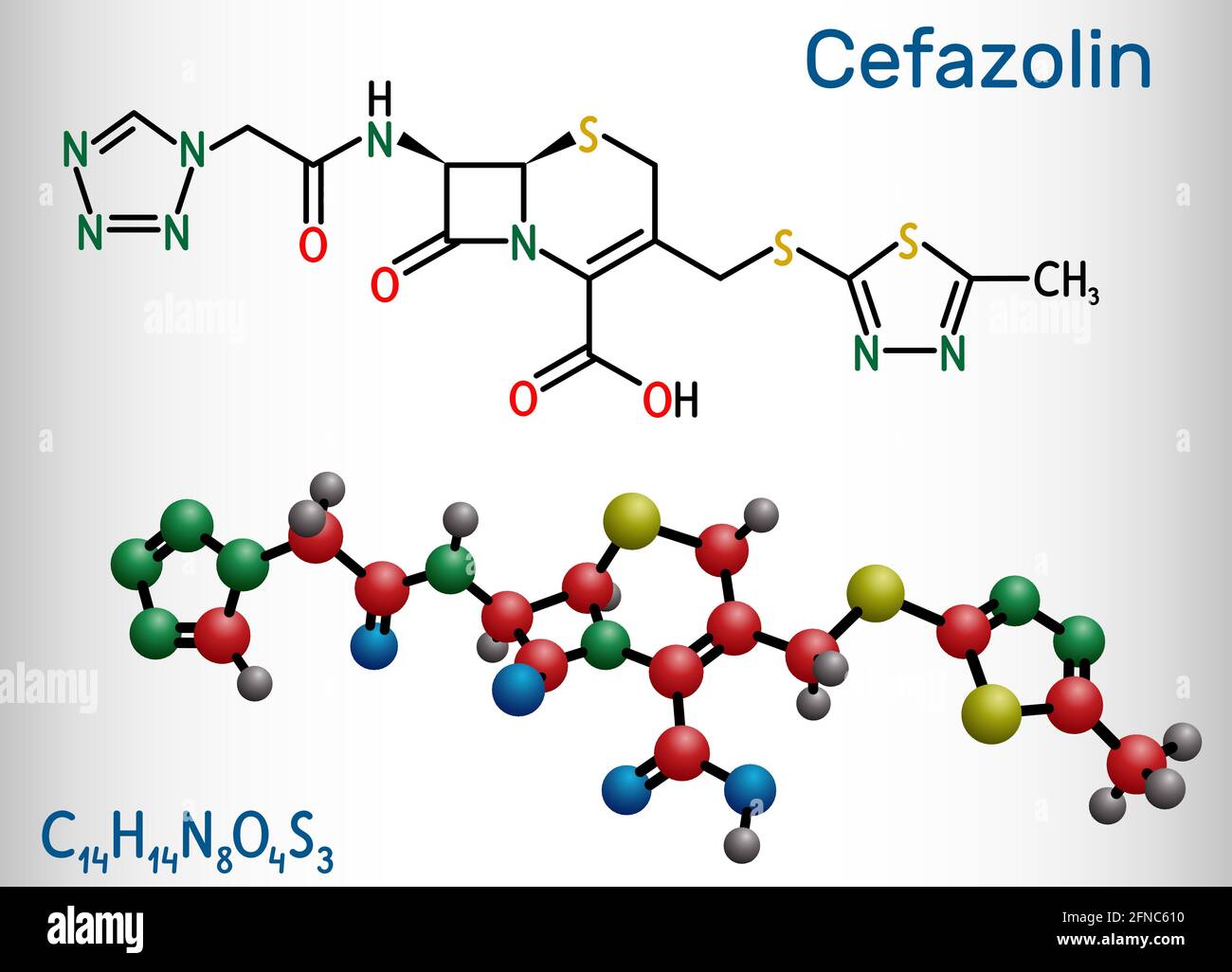 Cefazolina, cefazolina, molecola di cefazolina. E 's beta-lattame ...