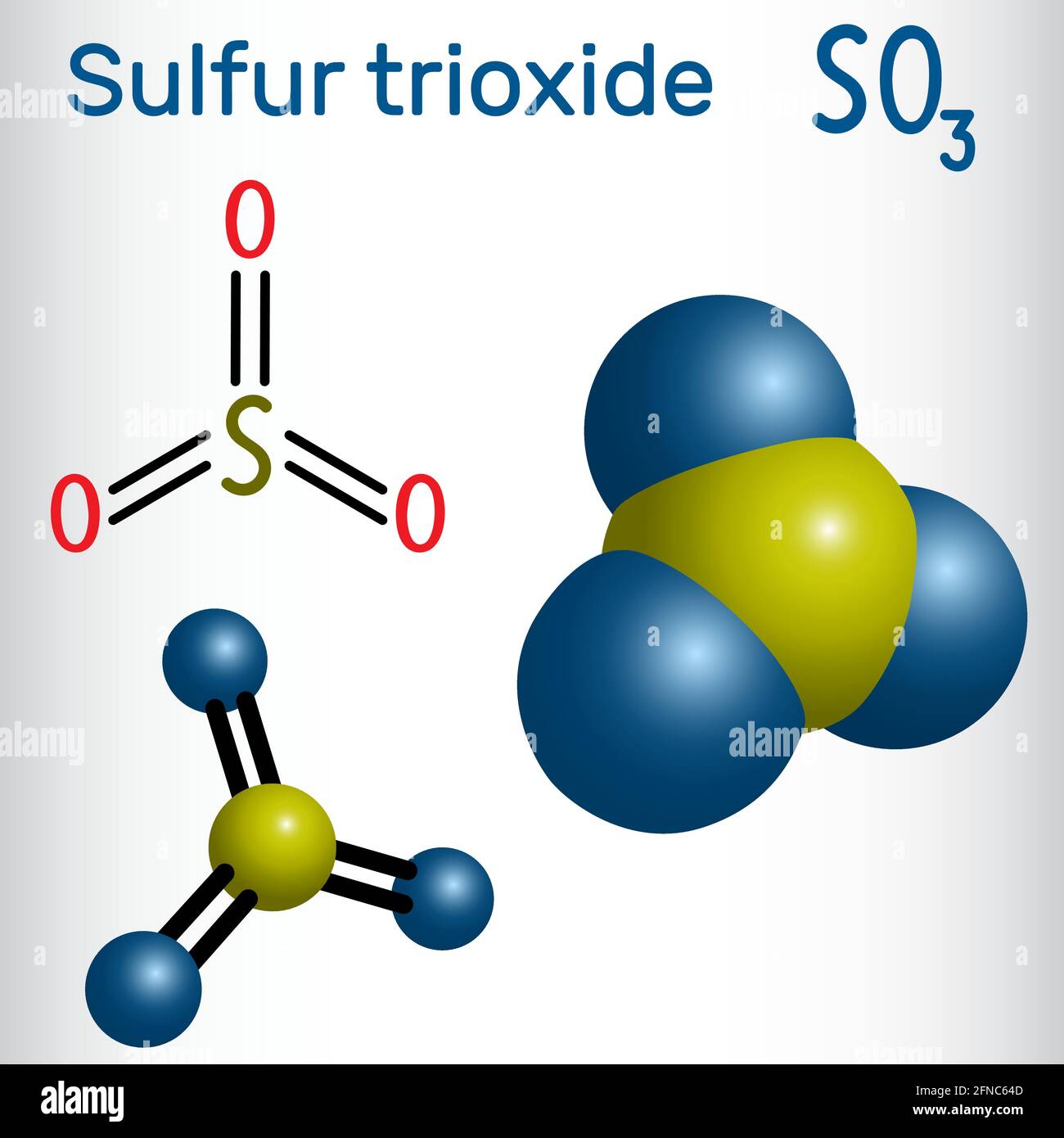 Molecola di triossido di zolfo (anidride solforica, SO3). Formula ...