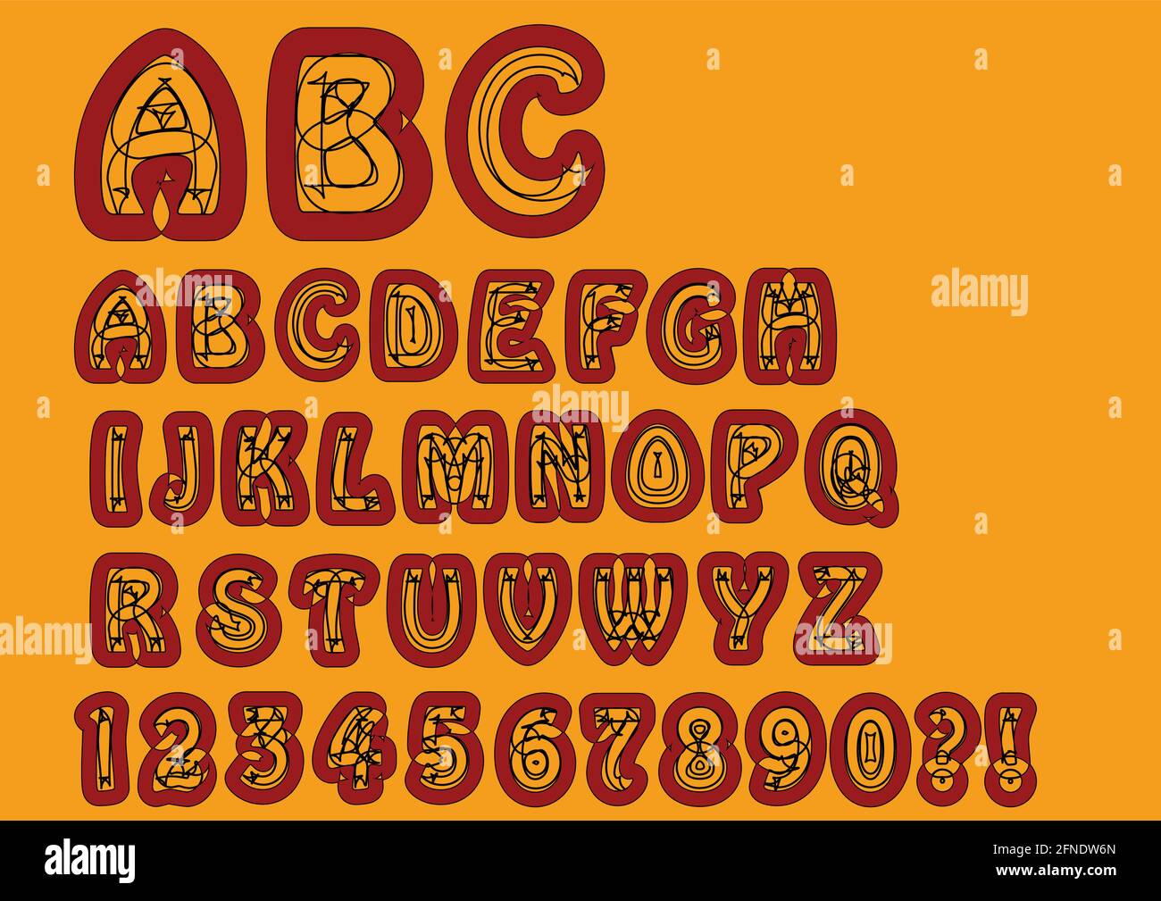 Alfabeto bizzarro non conformista. Set di font originali con elementi a ...