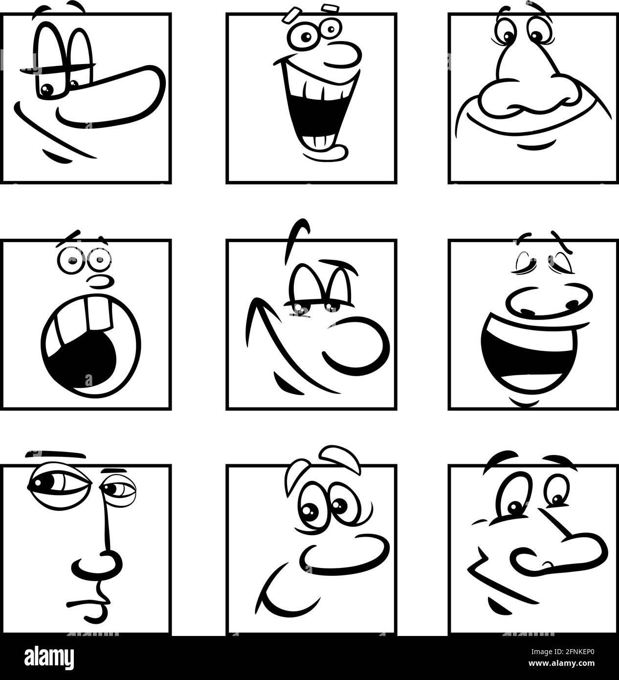 Cartoni animati in bianco e nero illustrazione di fumetti divertenti ...