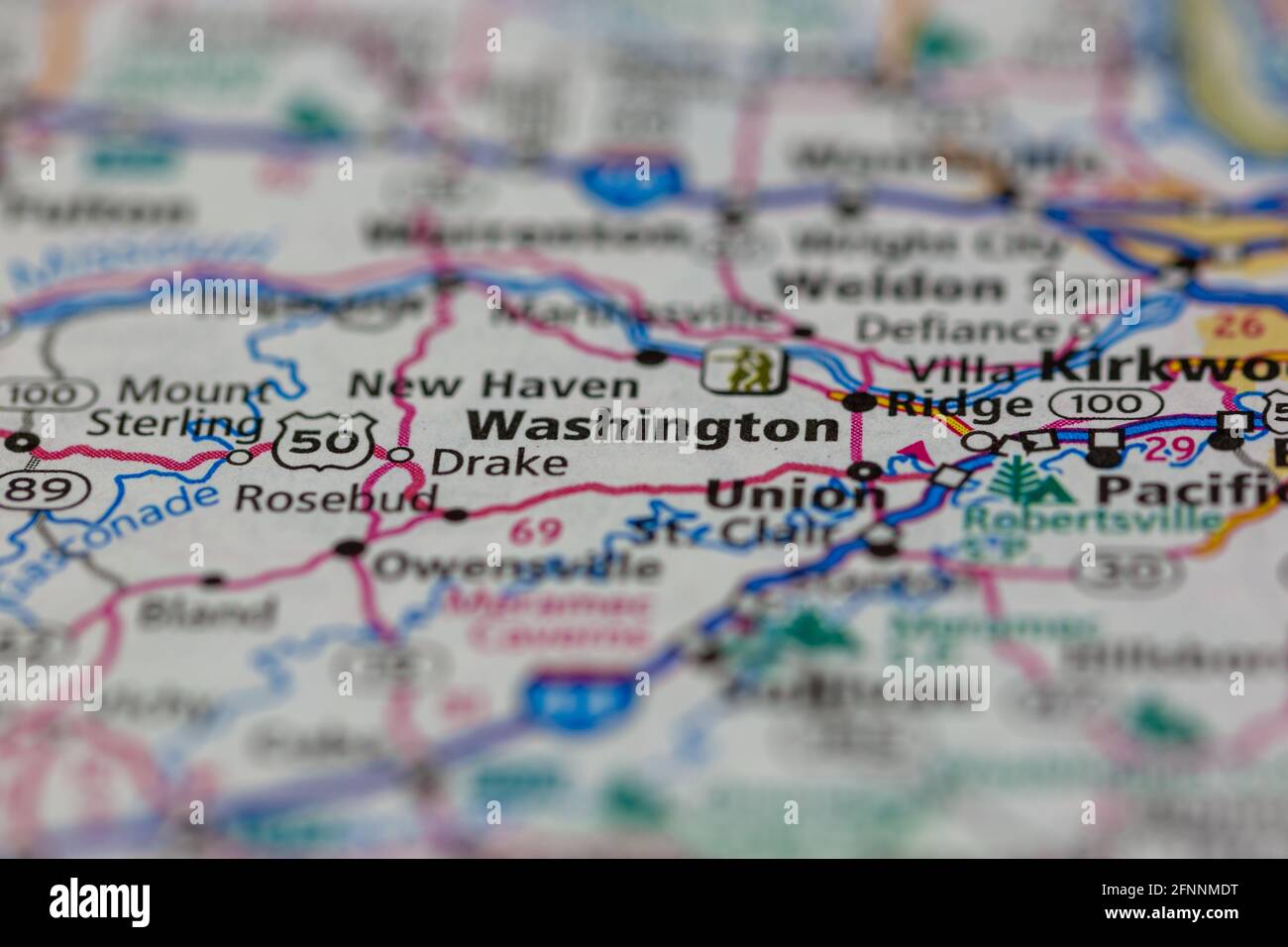 Washington Missouri USA su una mappa o una strada geografica mappa Foto ...